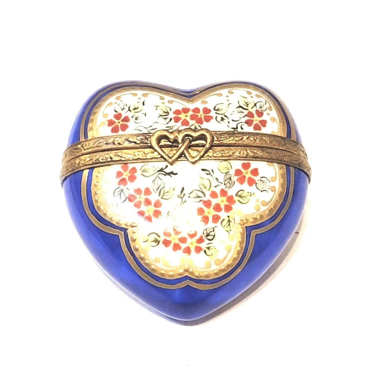 Blue Gold Heart Box for Romantic Gifts in Limoges