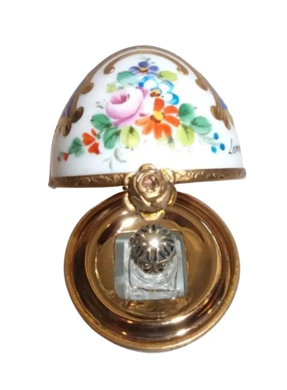 Blue Gold Perfume Bottle Limoges Egg Box – Authentic French Porcelain