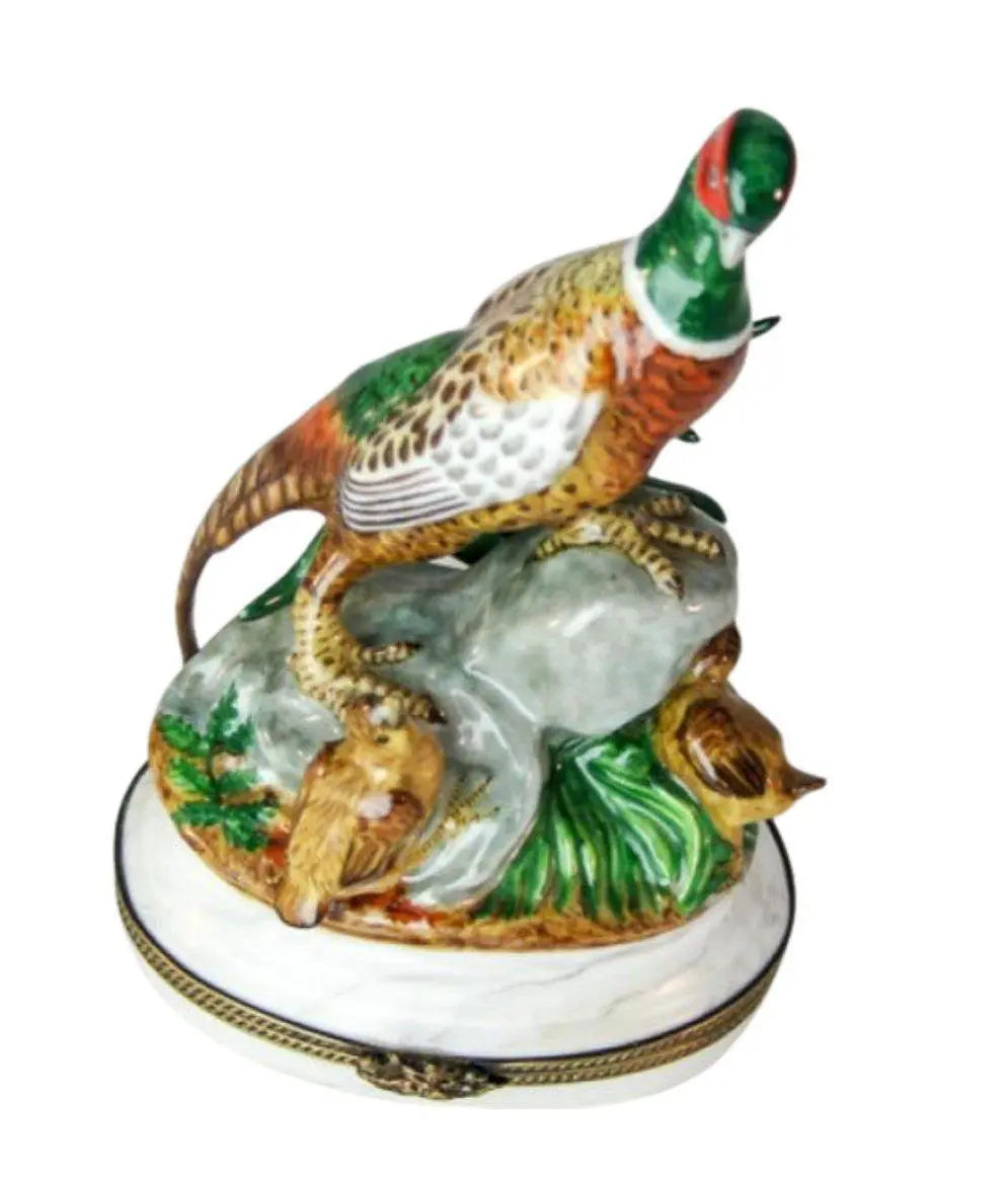 Large Pheasant Limoges Box Figurine – French Porcelain Art