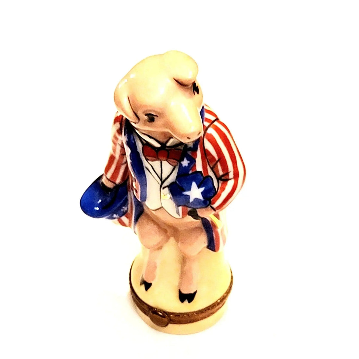 Patriotic Pig Figurine Limoges Box for Home Decor