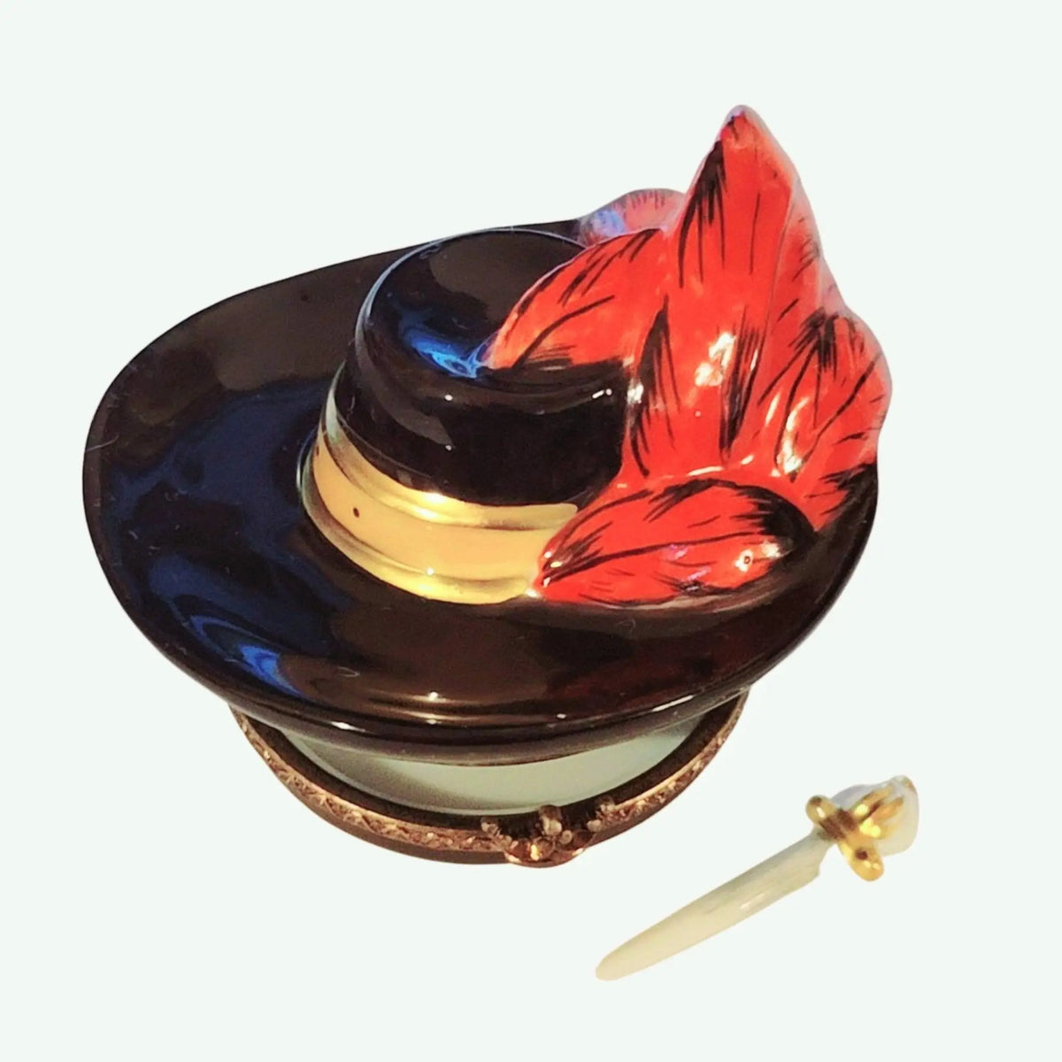 Musketeer Hat Trinket Box: Authentic Limoges Porcelain
