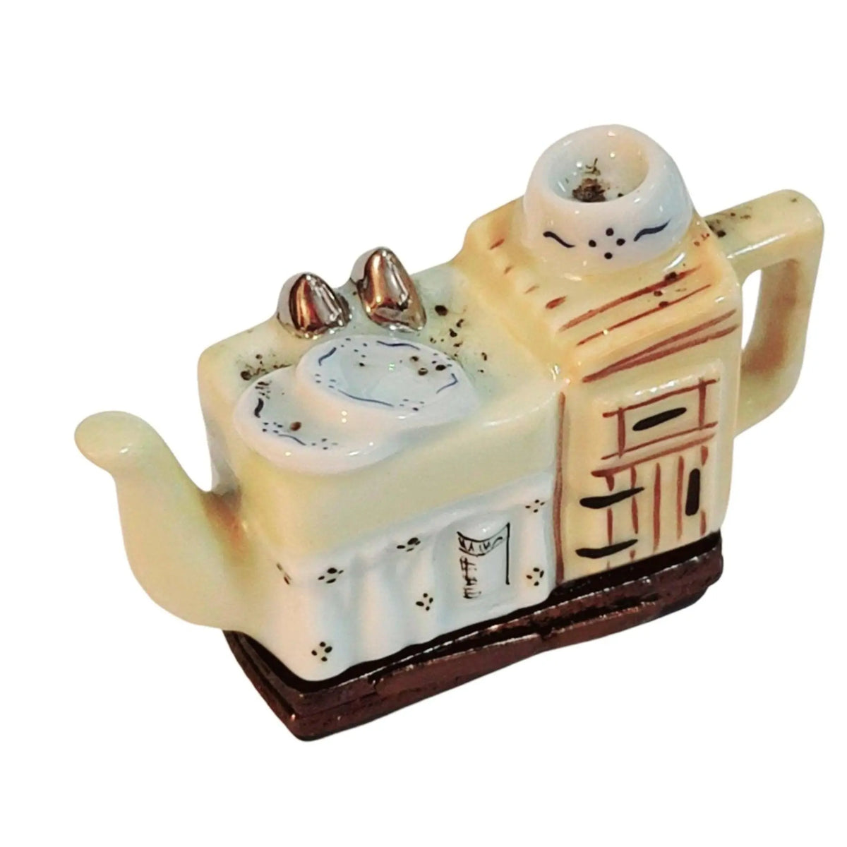 Yellow Teapot Box for Home Collectors Limoges Trinket